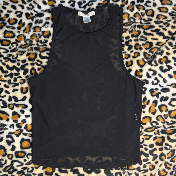 Bozzolo | Tops | Bozzolo Black Mesh Racerback High Neck Crop Tank Top ...